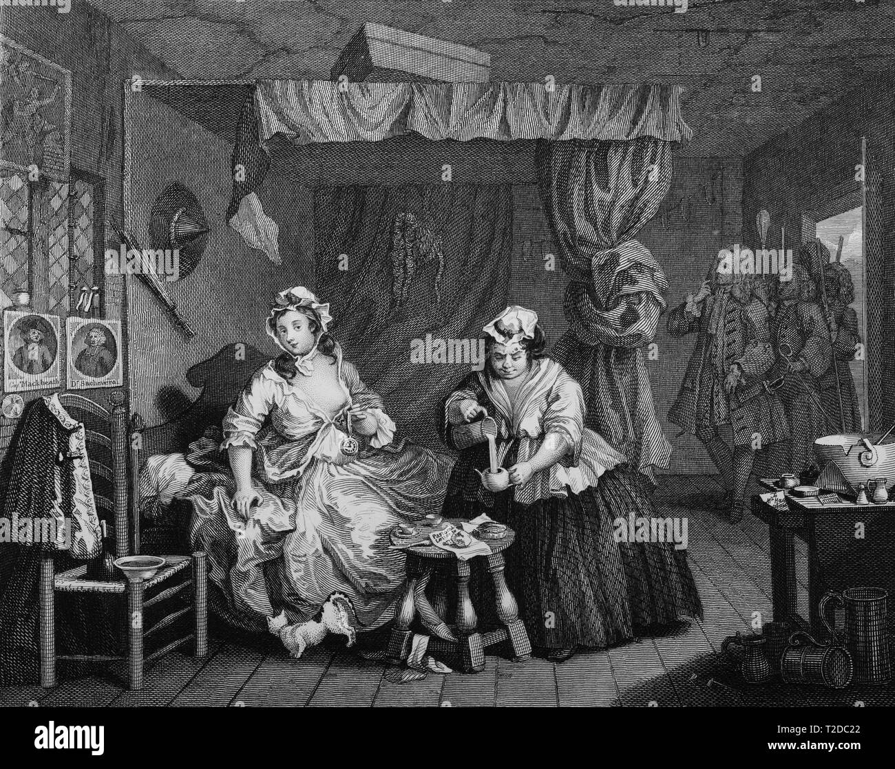 William Hogarth print engraving The HarlotÕs Progress Plate 3 ...