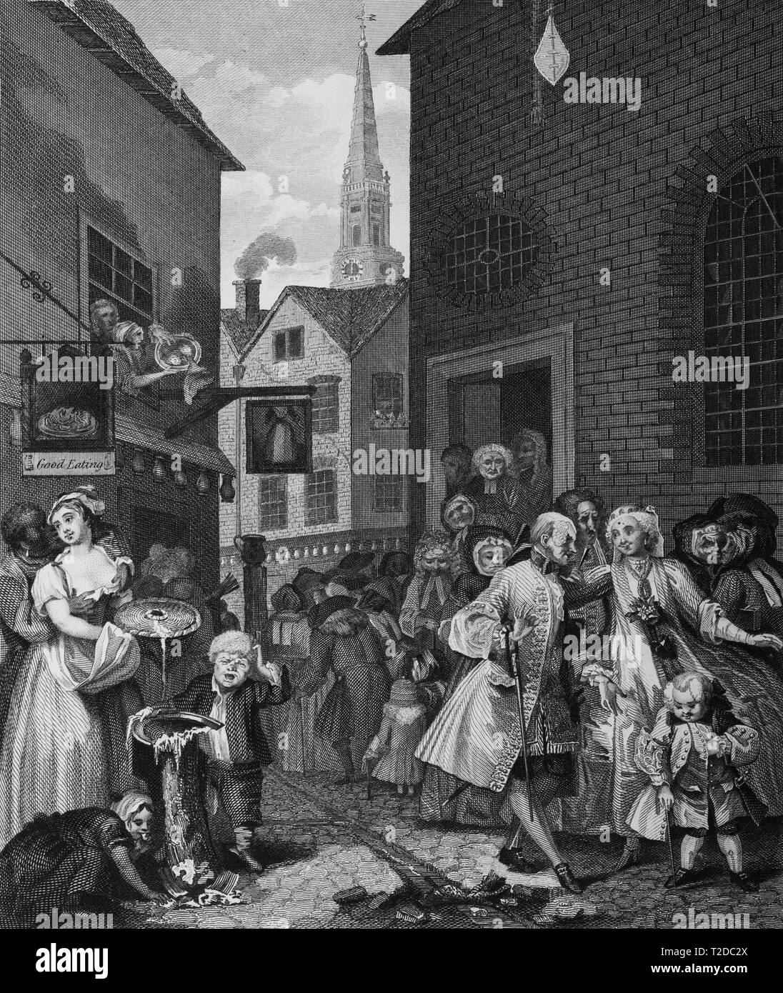 William Hogarth print engraving Times of the day Noon Stock Photo - Alamy