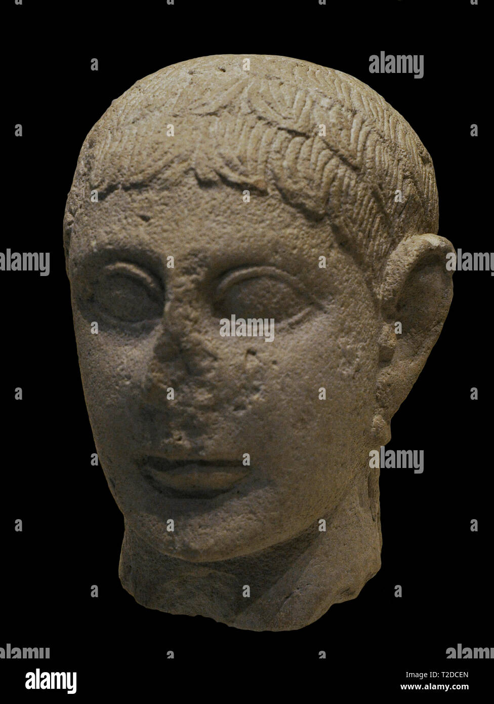Male head. 1st century BC. Limestone. Iberian culture. From the Shrine ...