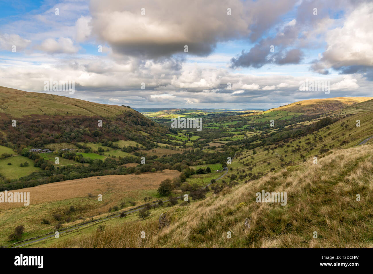 Landscape in the Brecon Beacons National Park seen from Sarn Helen near ...