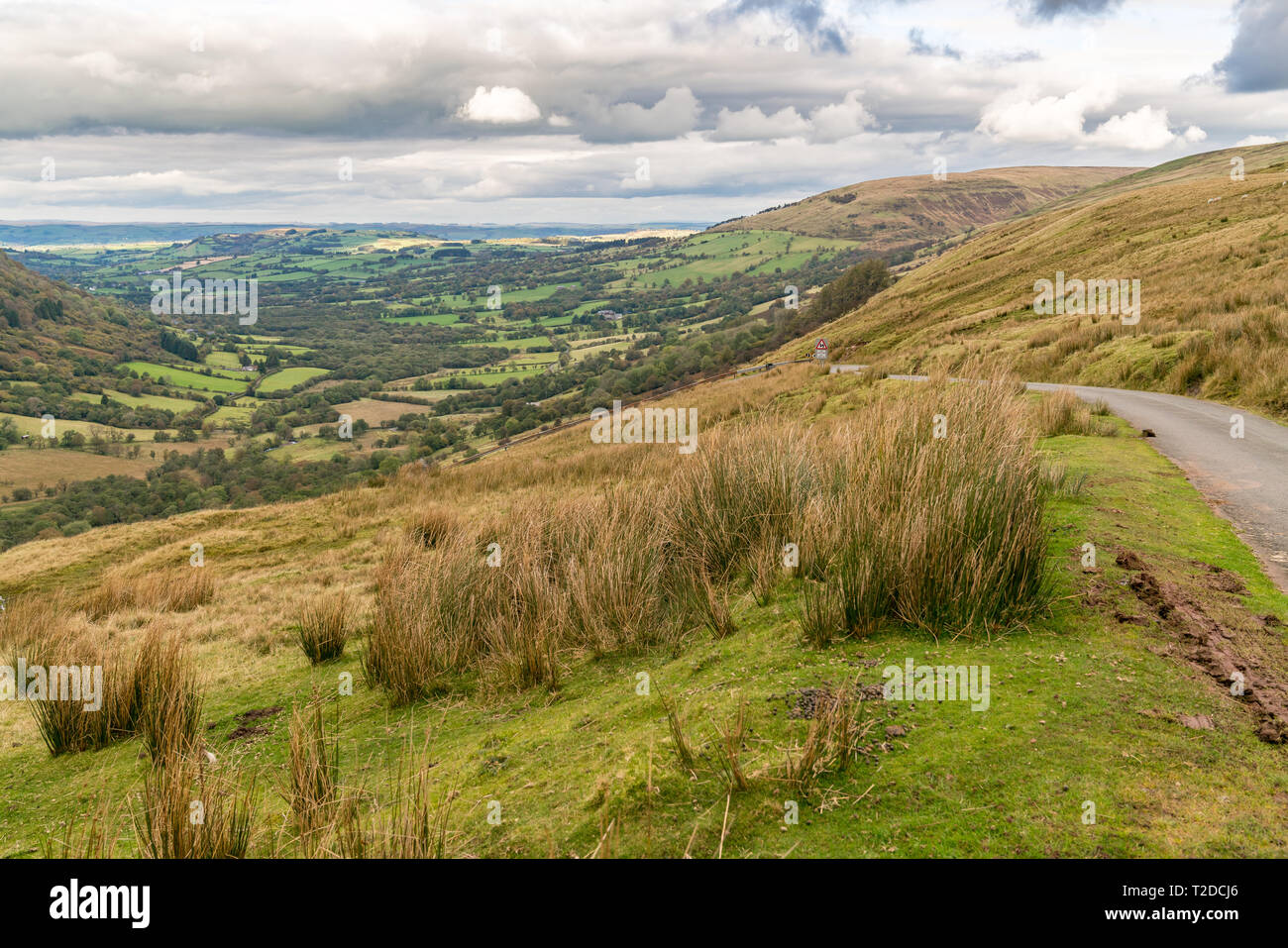 Landscape in the Brecon Beacons National Park seen from Sarn Helen near ...