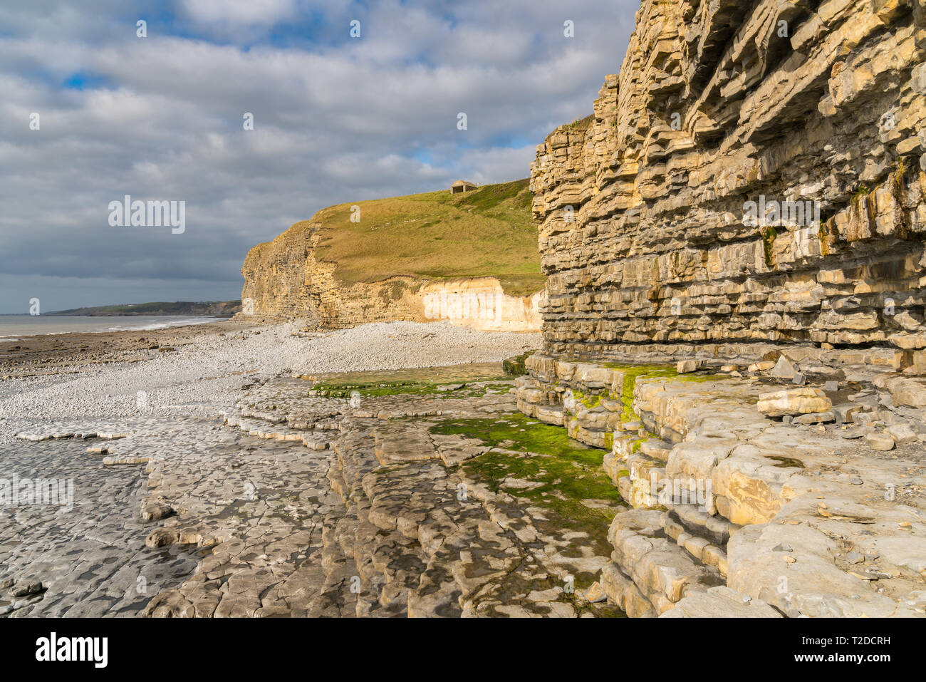 The stones and cliffs of Monknash Beach, Vale of Glamorgan, Wales, UK ...