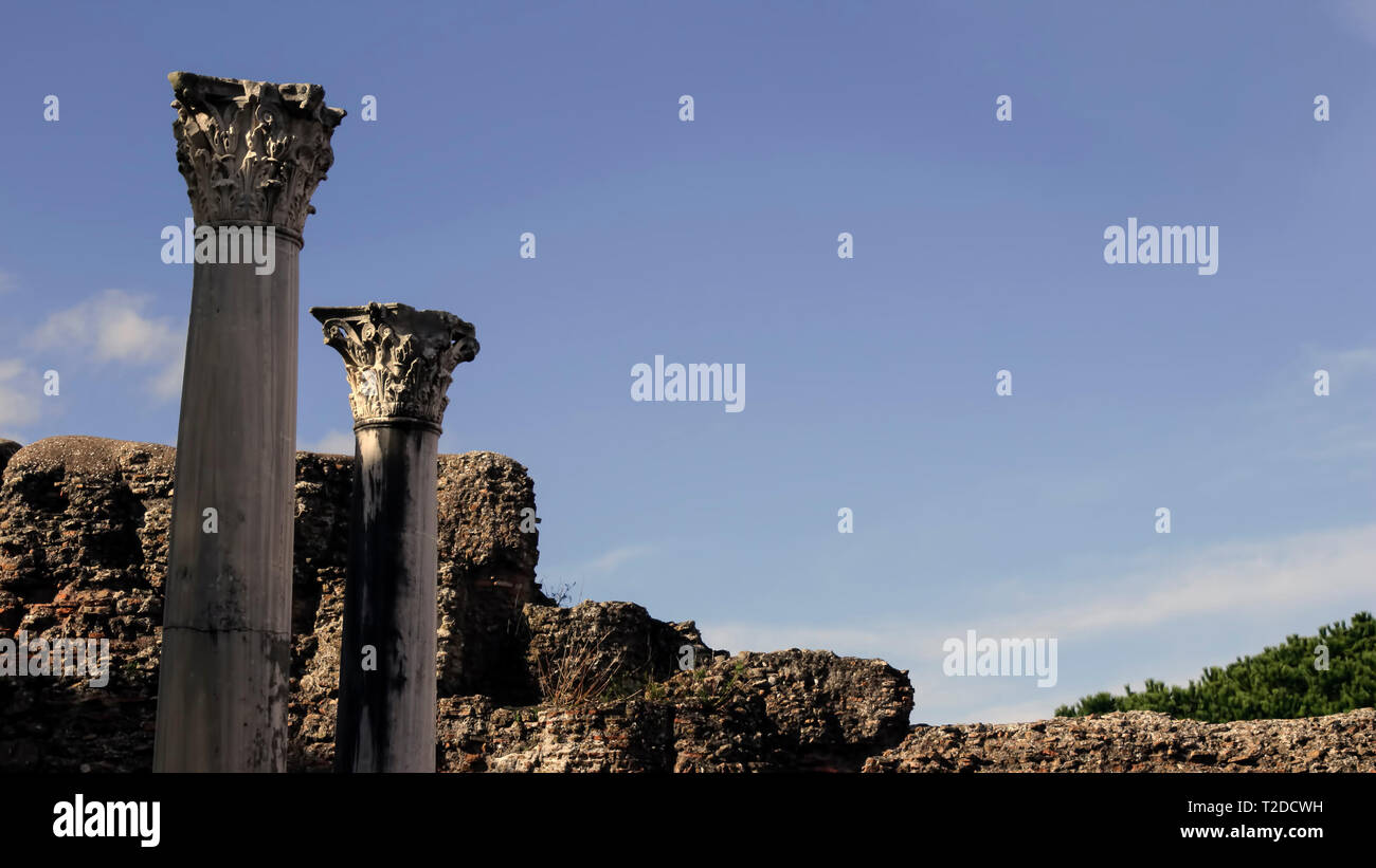 Panorama with Ancient composite Roman capitals, aligned Stock Photo - Alamy