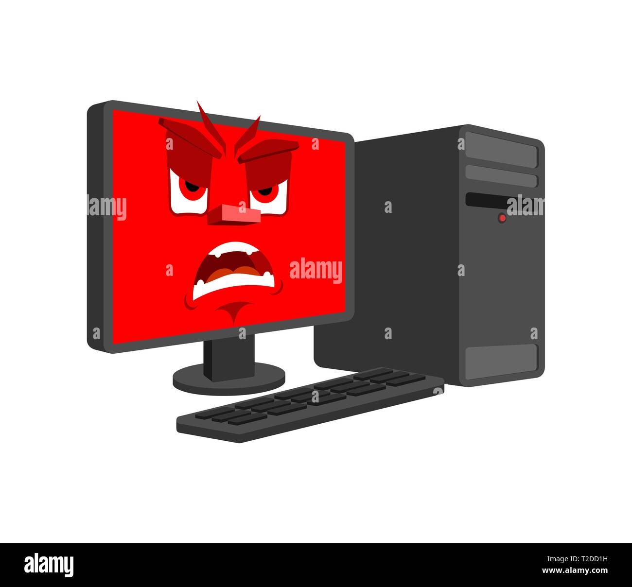 Computer angry emotion isolated. Evil Computer Cartoon Style. data ...