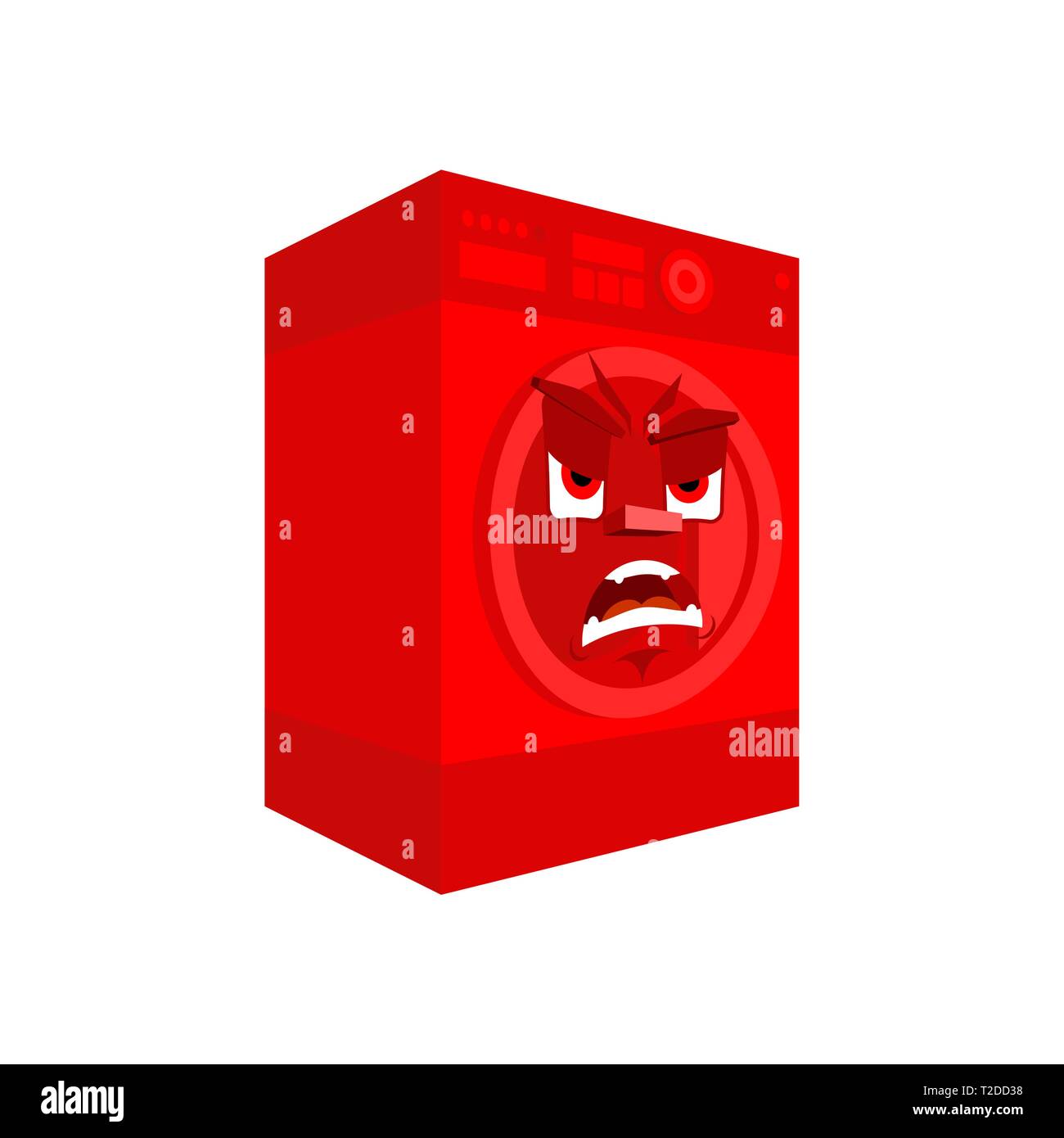 Washer angry emotion isolated. Evil washing machine Cartoon Style ...