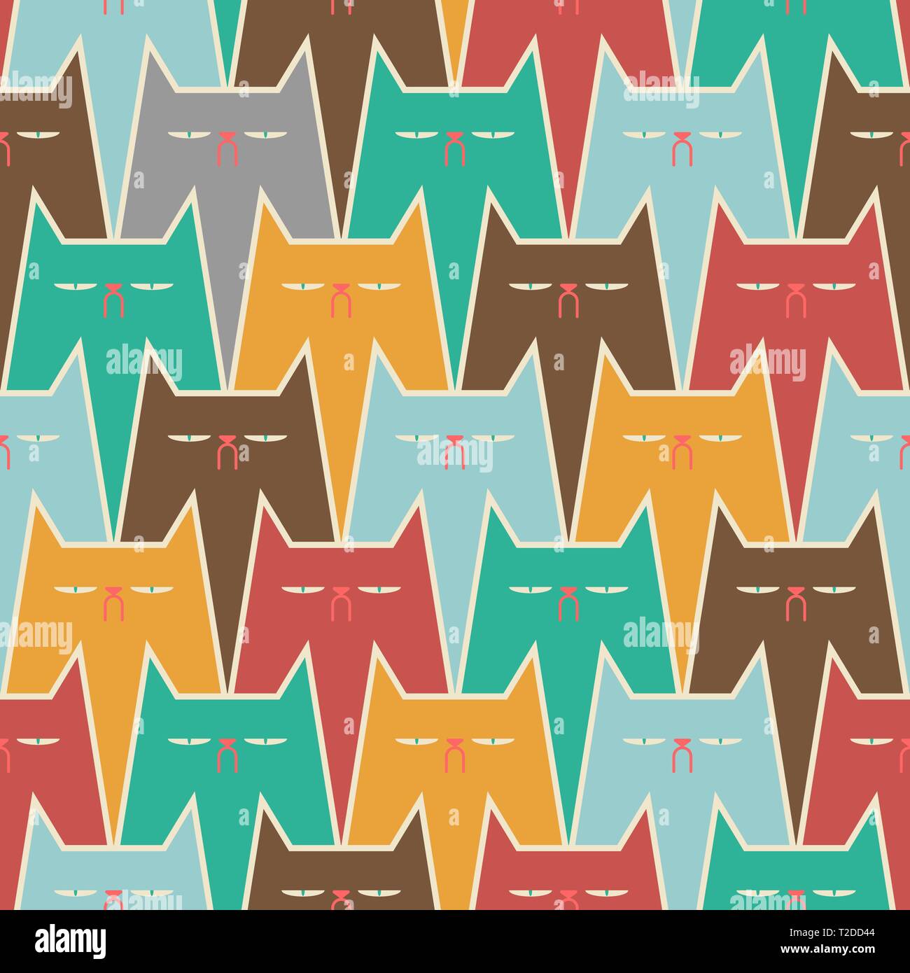 Multicolored cat pattern seamless. pet background. Vector Stock Vector ...