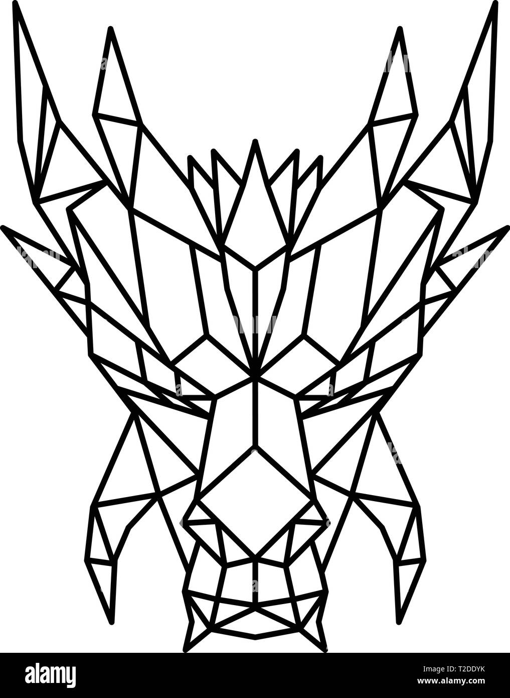 Low polygon style illustration of a head of a dragon, a serpent-like ...