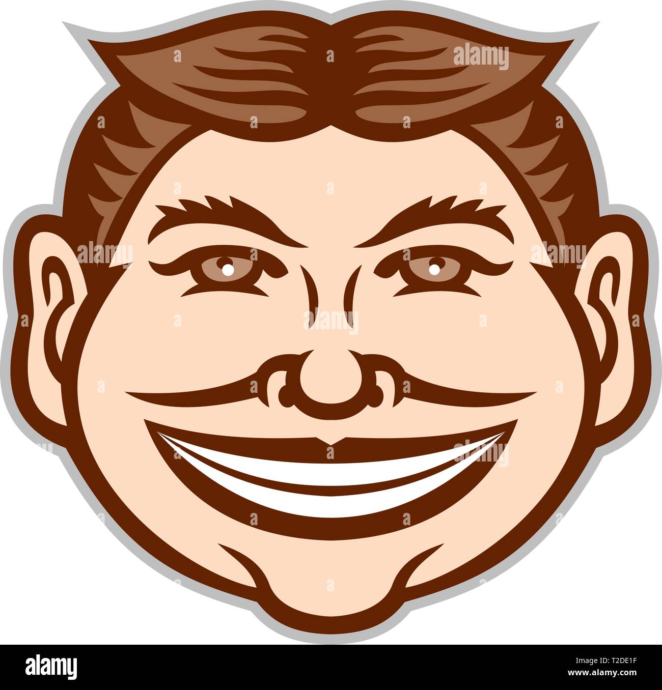 Mascot icon illustration of head of a funny face grinning, leering ...