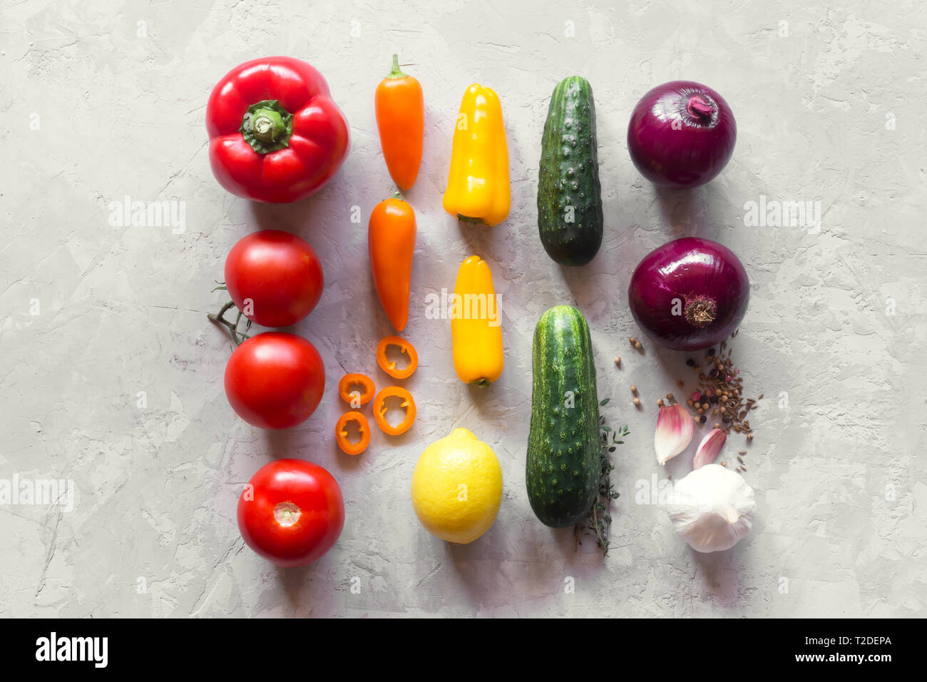 Organic food background. Vegetables on the table. Top view Stock Photo ...