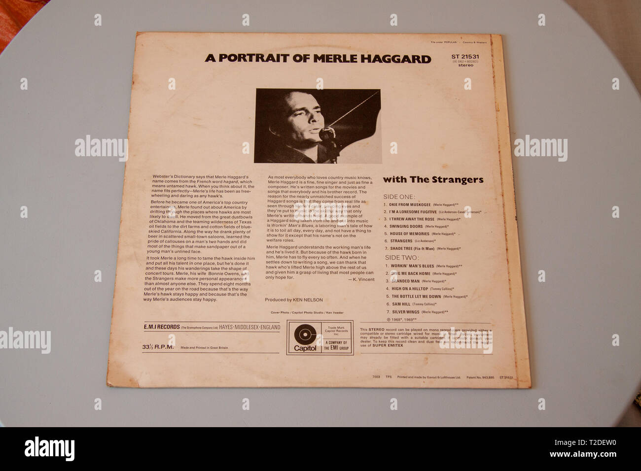 Merle Haggard's 1969 studio album A Portrait of Merle Haggard rear ...