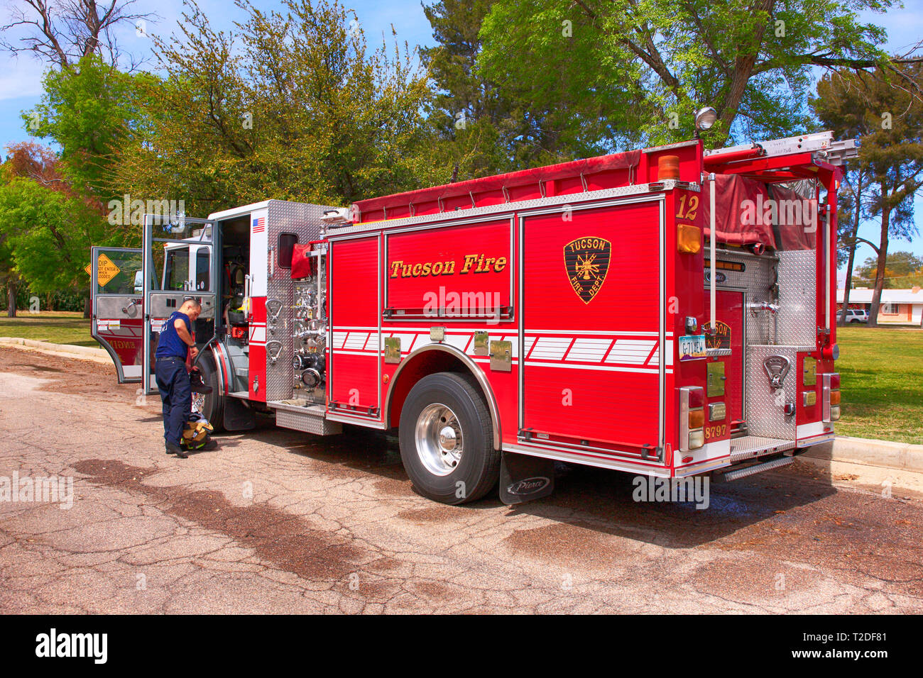 Fire truck of the Tucson Fire Department out on a training exercise ...