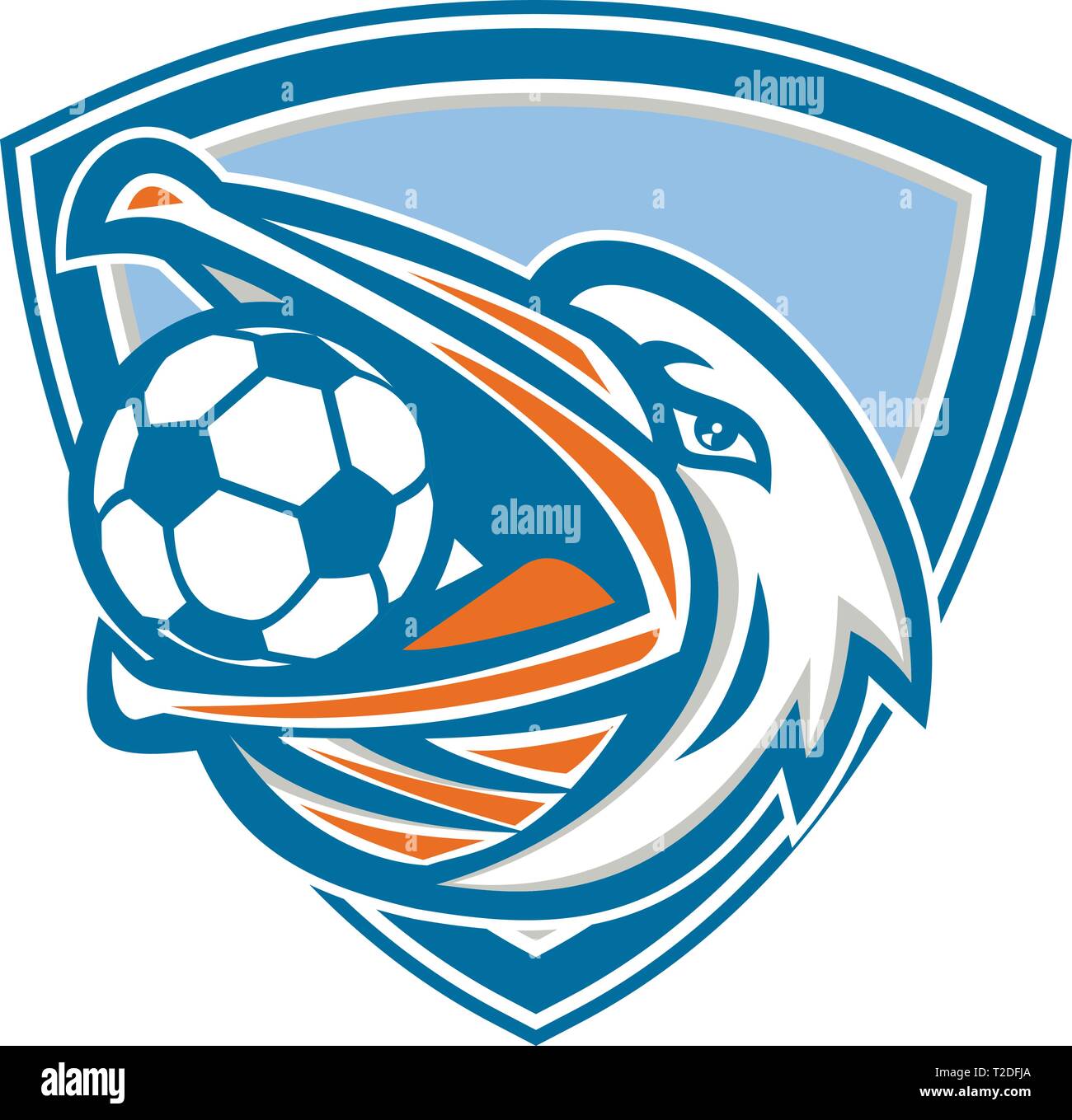 Illustration of a head of a pelican bird with soccer or football ball ...