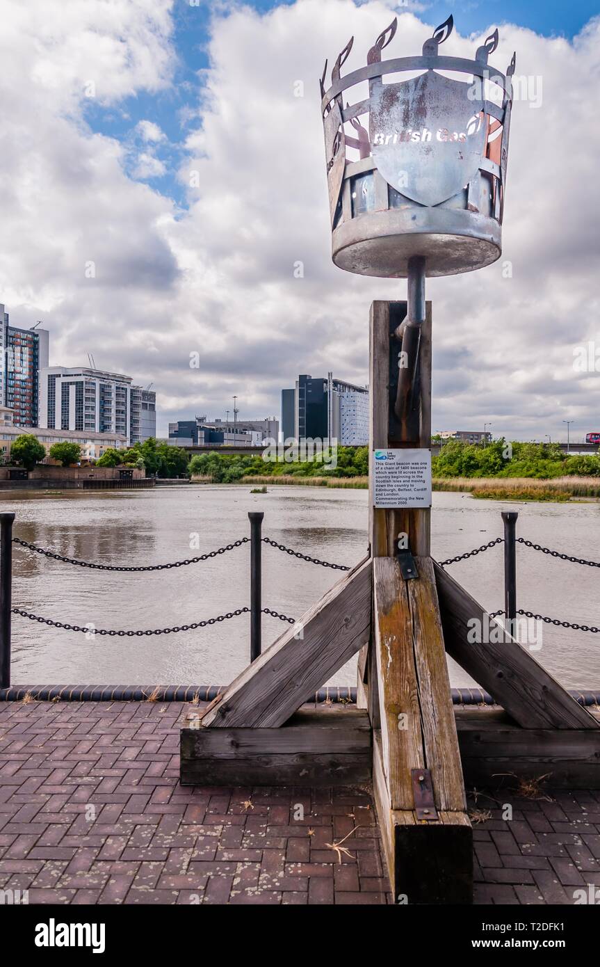 The millenium Beacon at East India Dock Basin, London, England, UK ...
