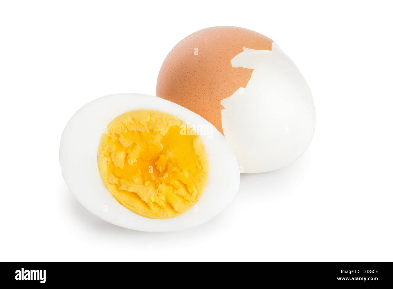 boiled egg and half isolated on white background Stock Photo - Alamy