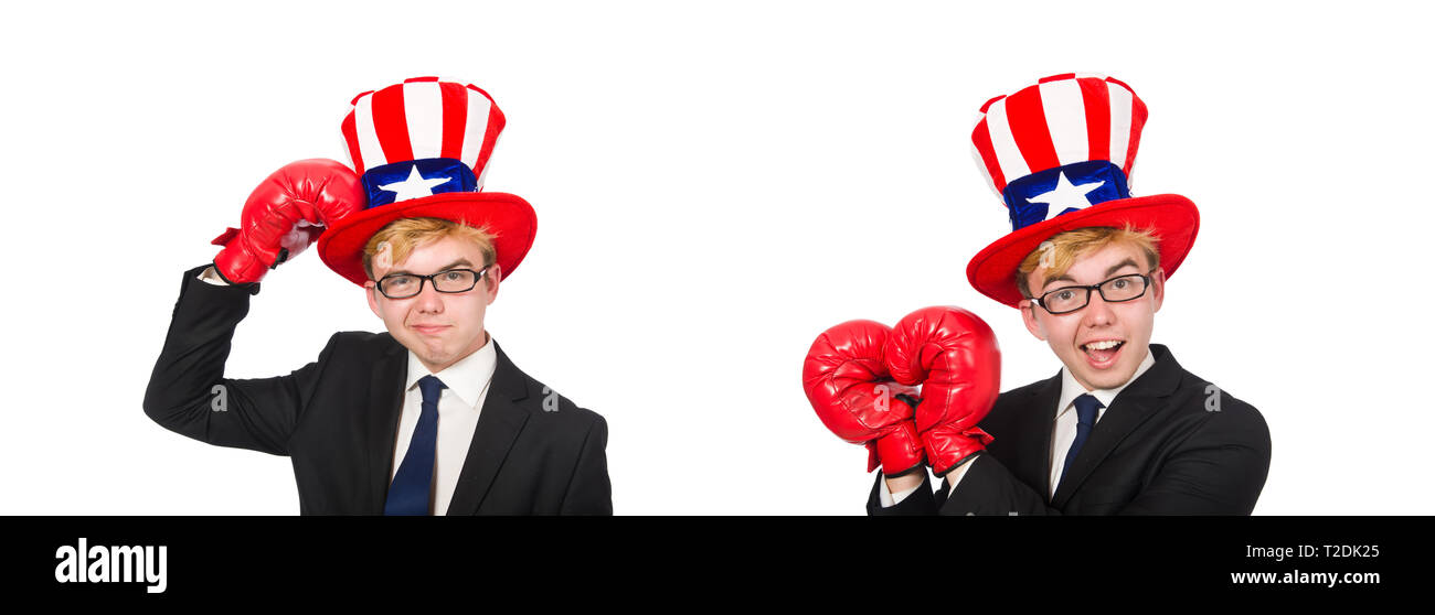 Man wearing hat with american symbols Stock Photo - Alamy