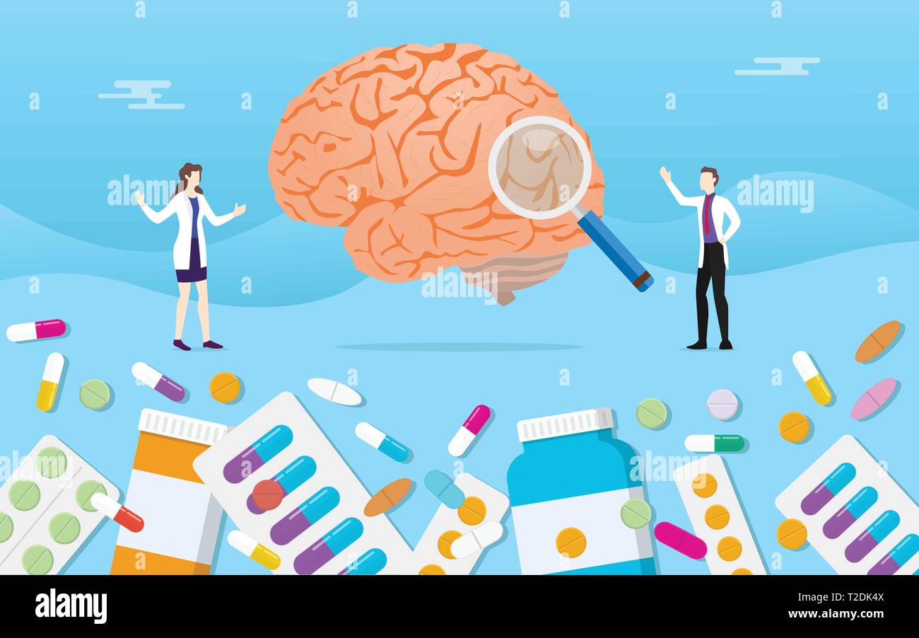 human brain medicine health pills drug capsule treatment with doctor ...