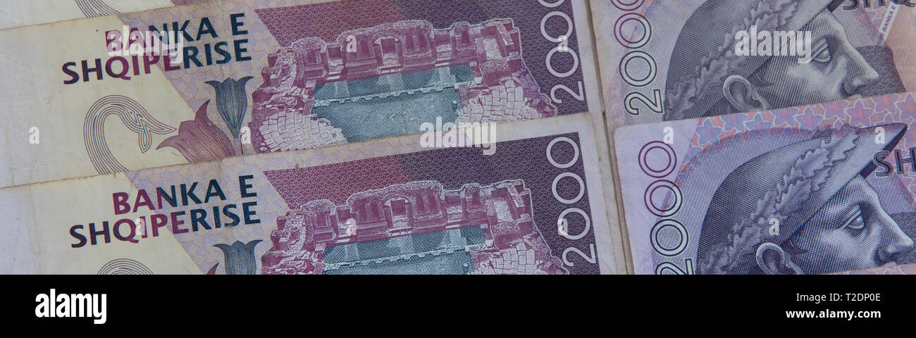 Close up of Albanian LEK. Albania national currency Stock Photo - Alamy