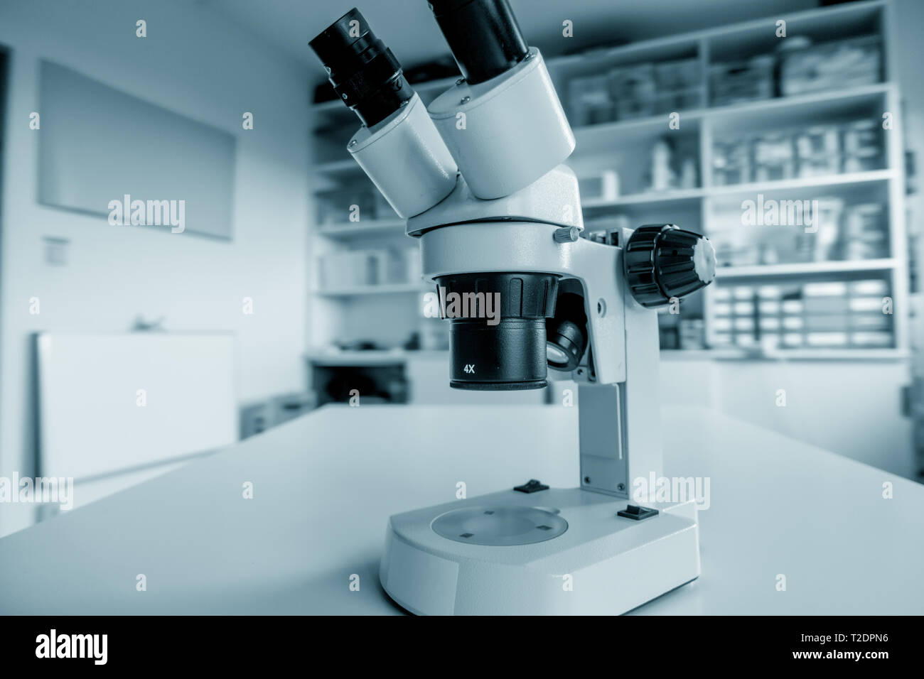 Laboratory microscope with blurred background Stock Photo - Alamy