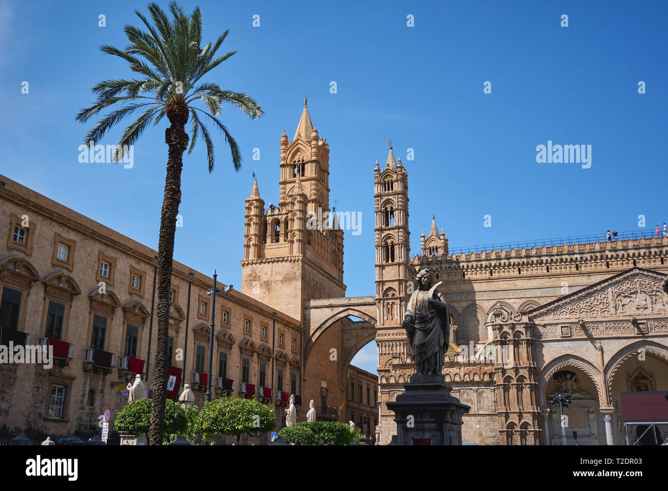 Palermo, Italy - October, 2018. External view of the Palermo Cathedral ...