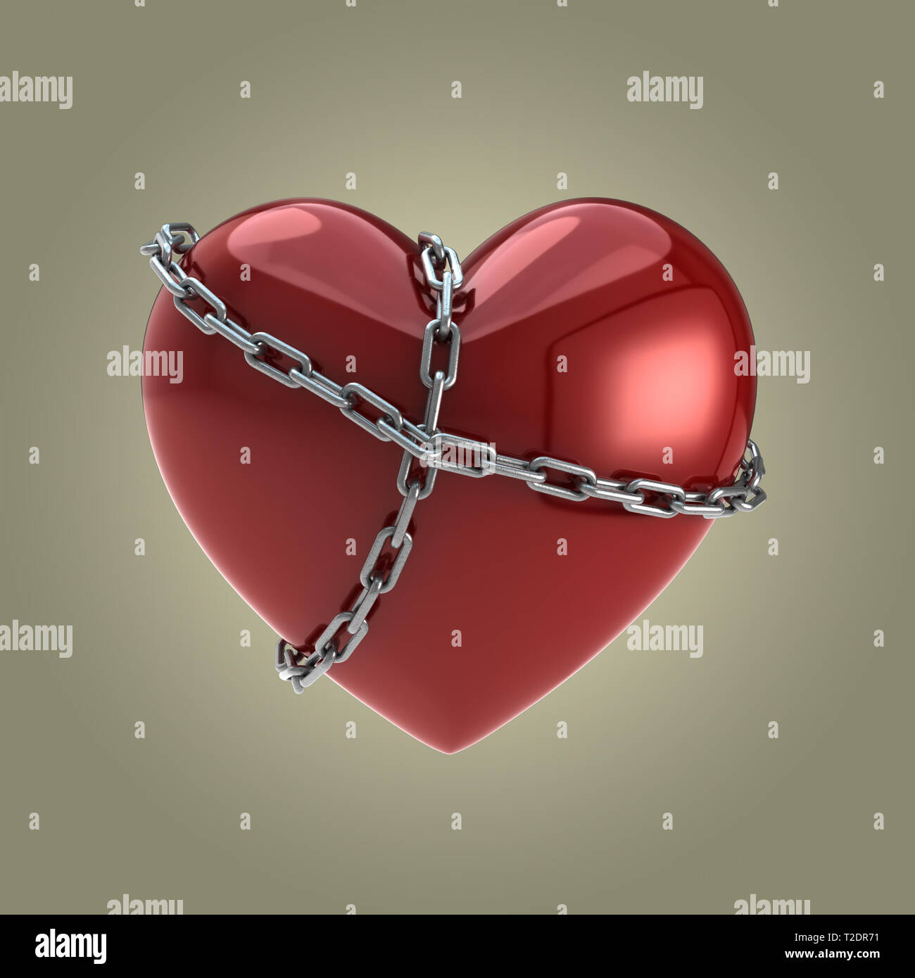 Red Heart in Chains Stock Photo - Alamy