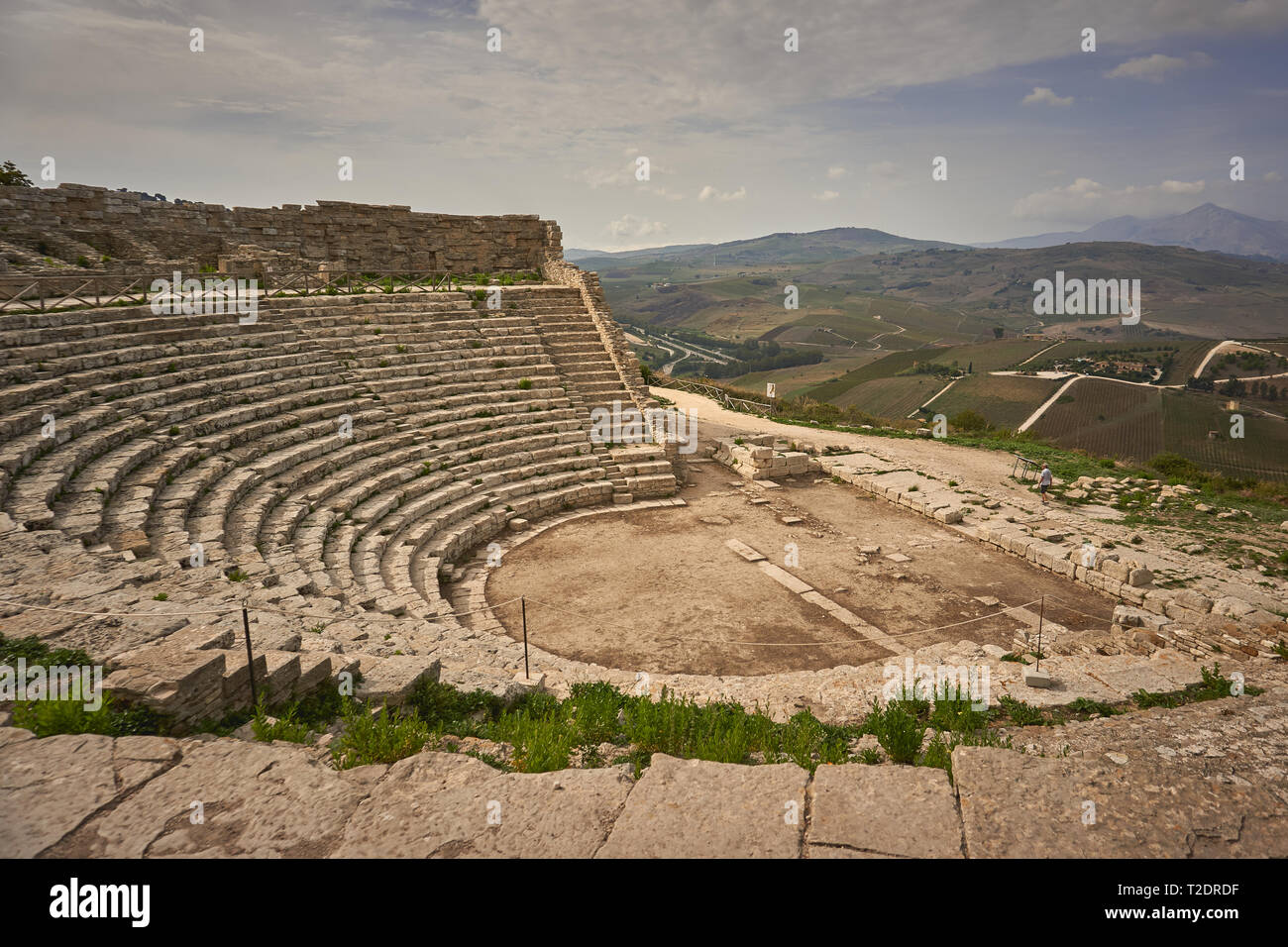 Calatafimi, Italy - October, 2018. The Greek theatre of Segesta, on a ...
