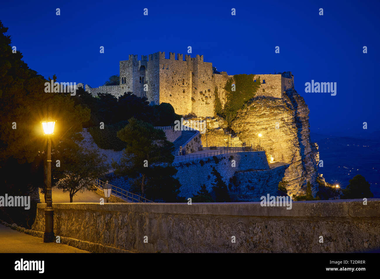 Erice castle by night hi-res stock photography and images - Alamy