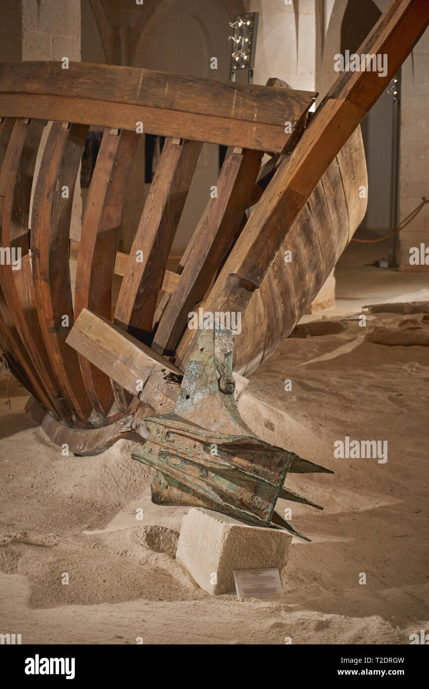 Favignana, Italy - November, 2018. Ancient Roman bronze naval rams on ...