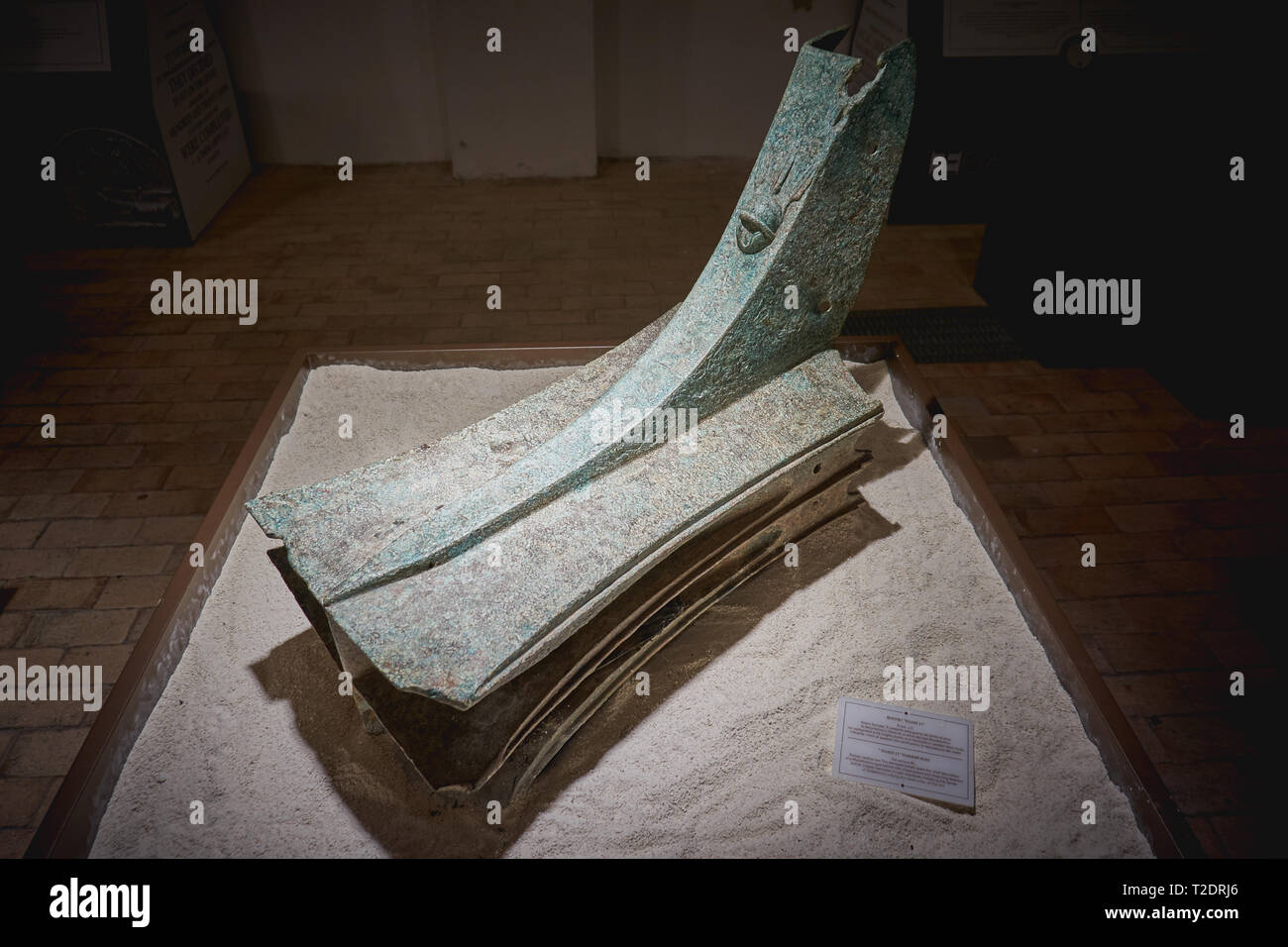 Favignana, Italy - November, 2018. Ancient Roman bronze naval rams on ...