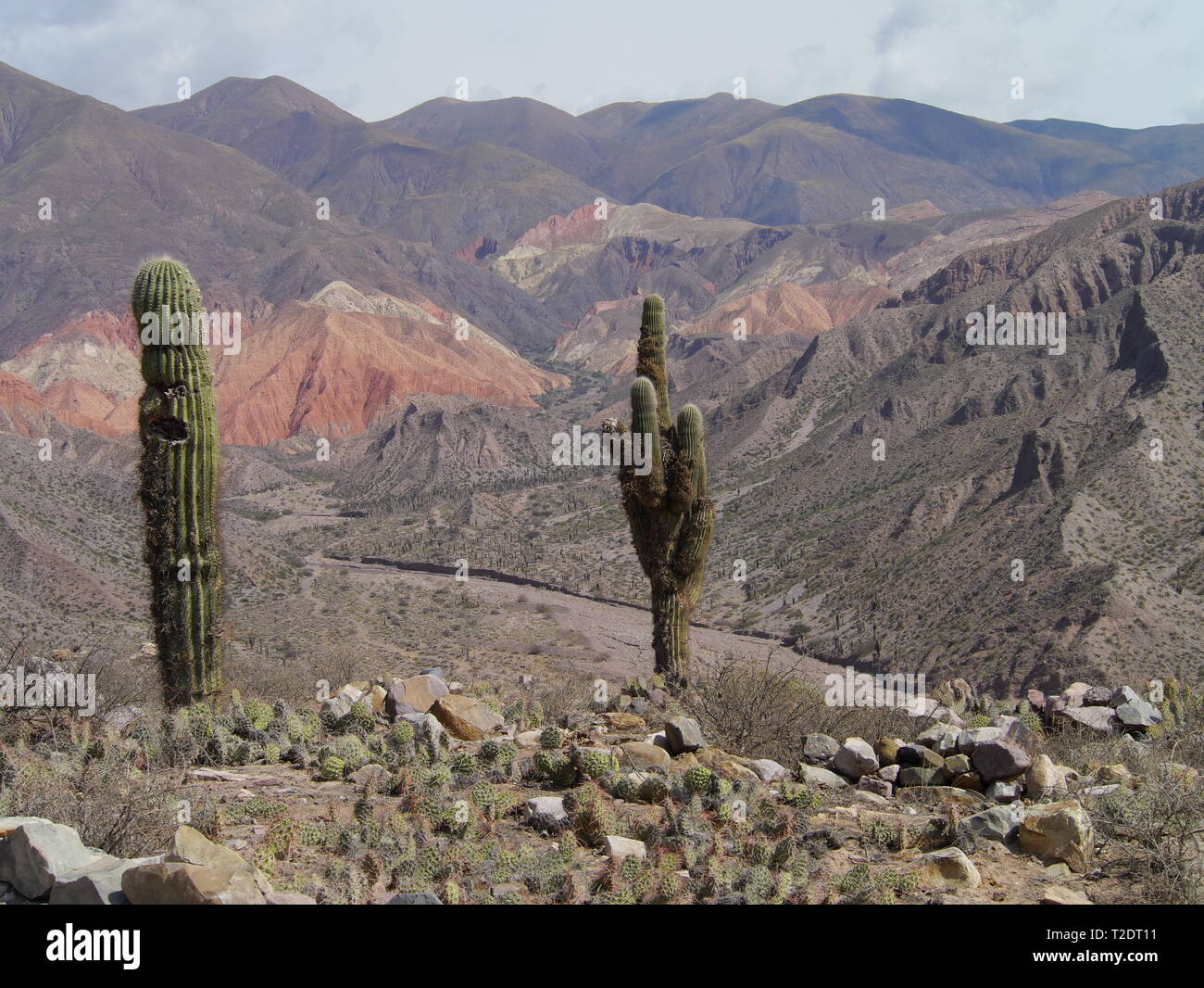 Red rocks and Inca ruins in Tilcara, Quebrada de Humahuaca, Argentina ...