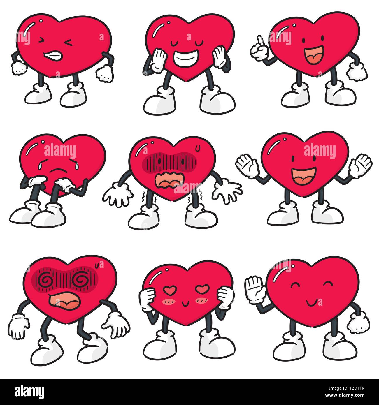 vector set of heart cartoon Stock Vector Image & Art - Alamy