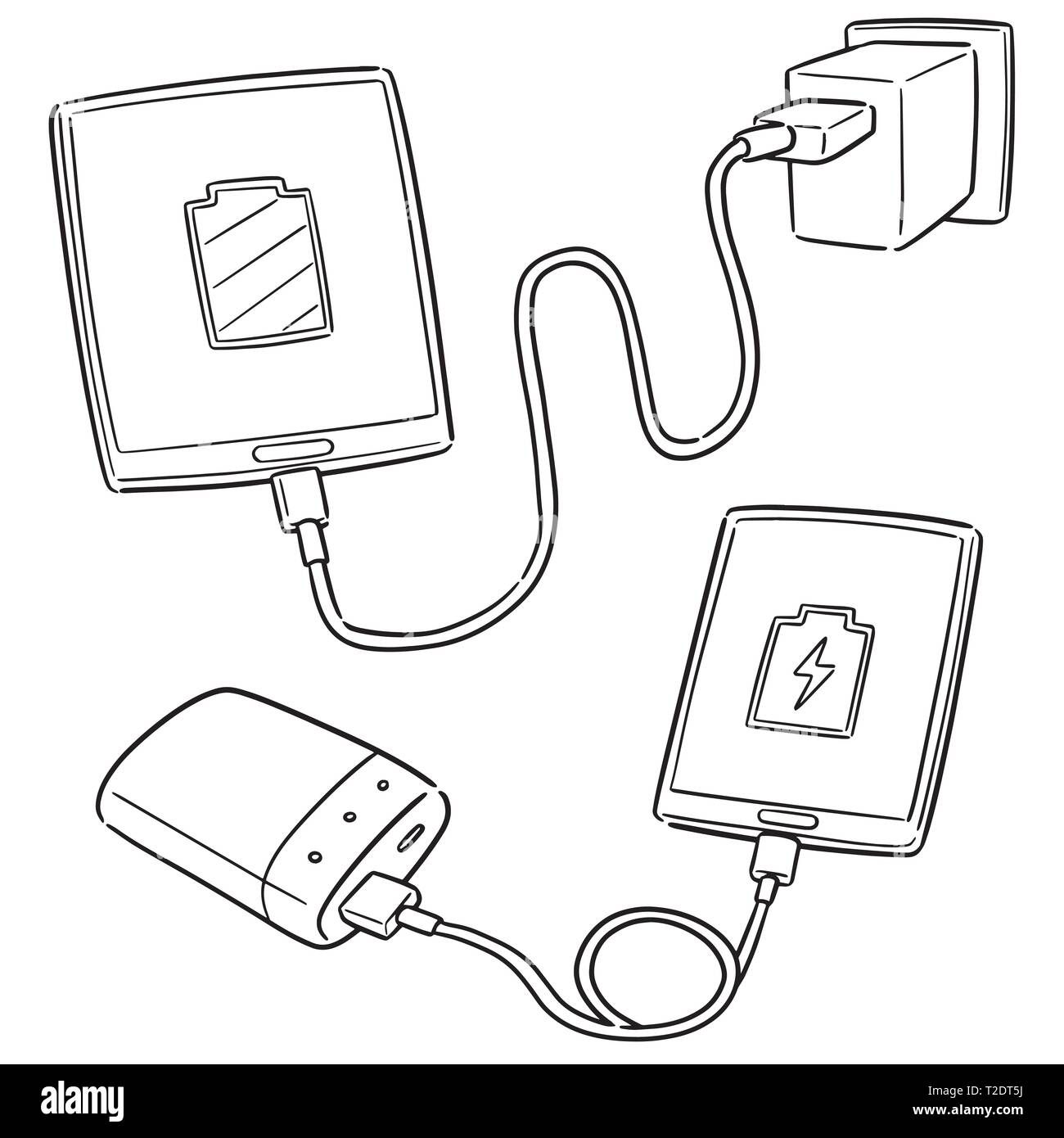 Power bank charging cable Black and White Stock Photos & Images - Alamy