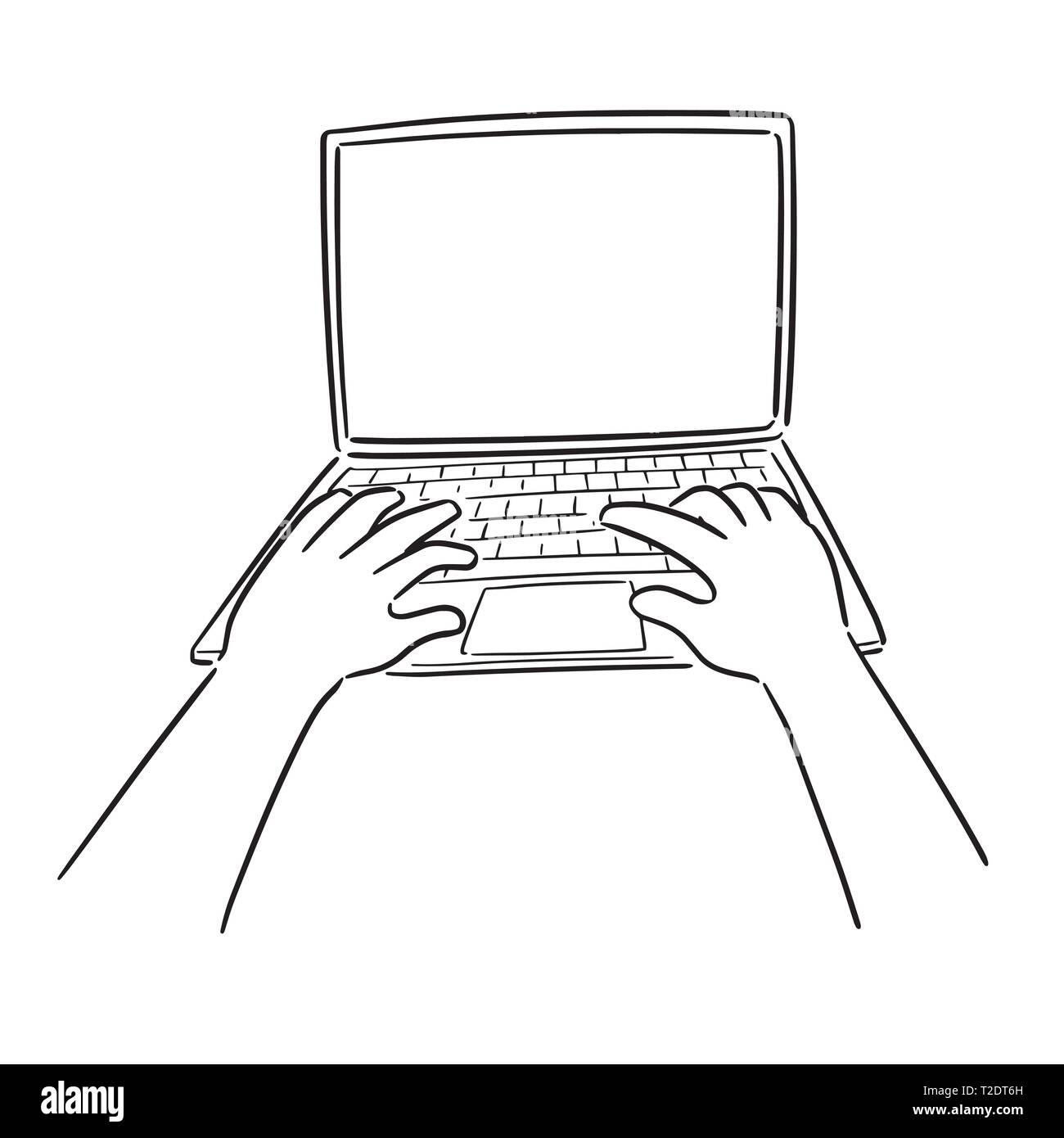 vector of hand using laptop Stock Vector Image & Art - Alamy