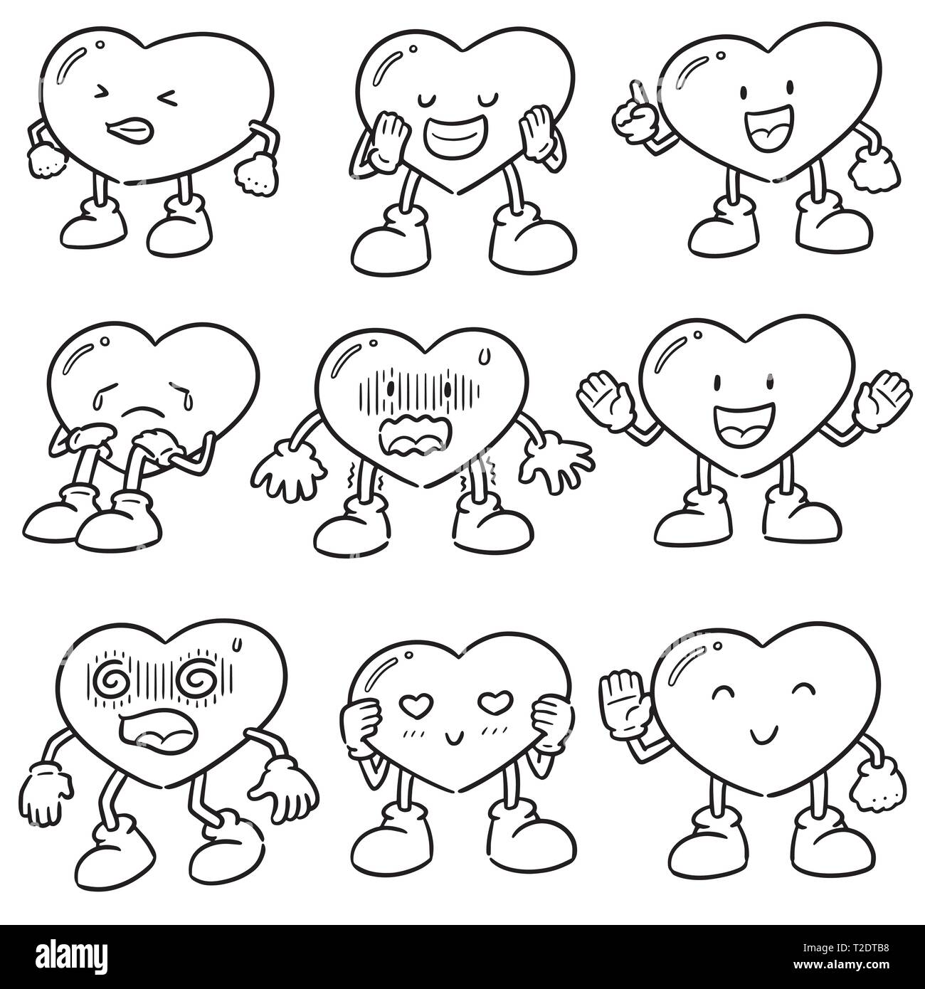 vector set of heart cartoon Stock Vector Image & Art - Alamy
