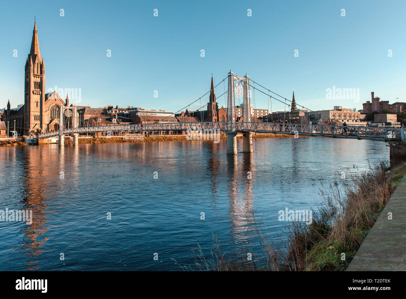 Panoramic picture of the river ness in Inverness Scotland on a sunny ...