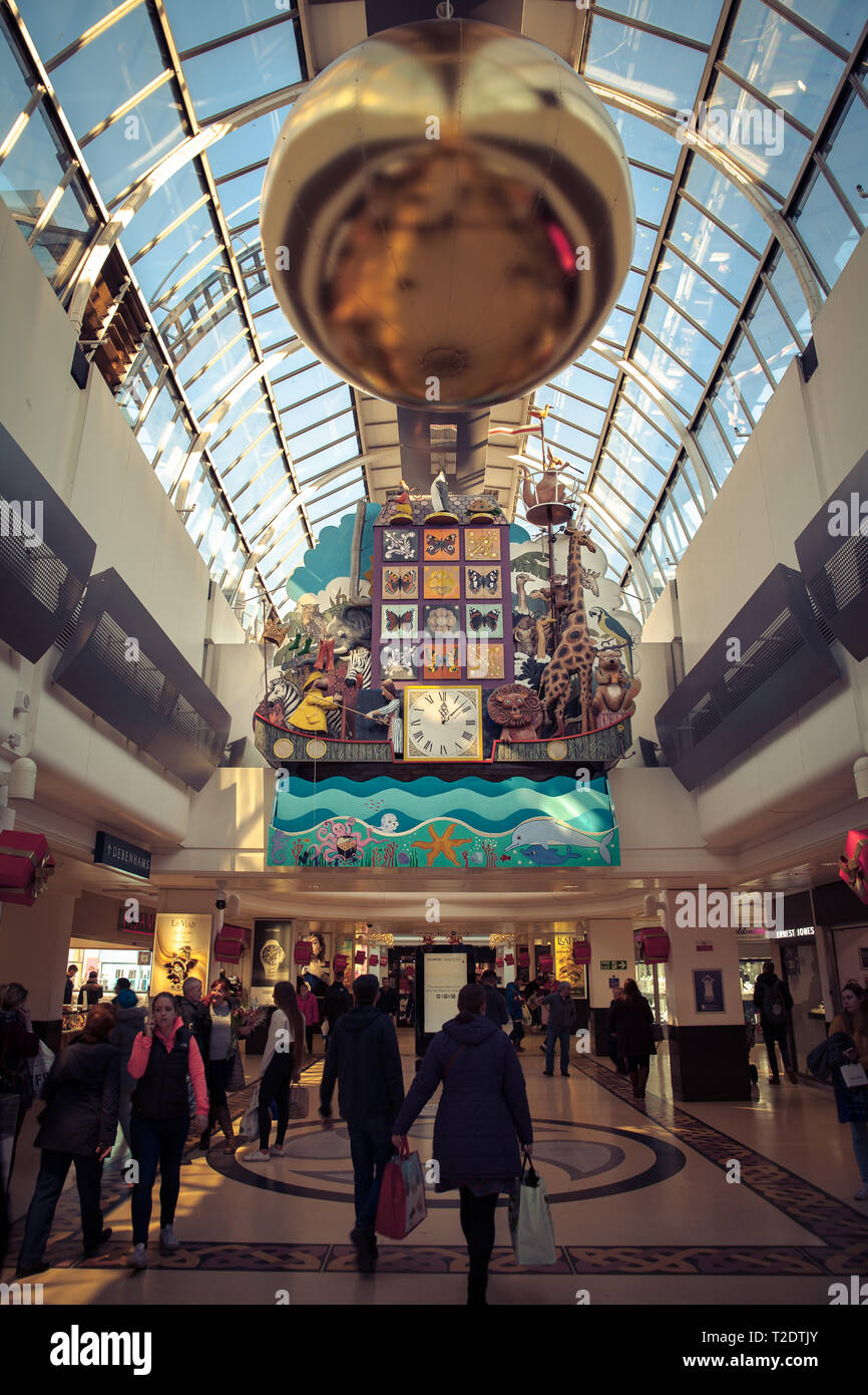 Inverness Scotland The Eastgate Shopping Center Clock and lights Stock ...