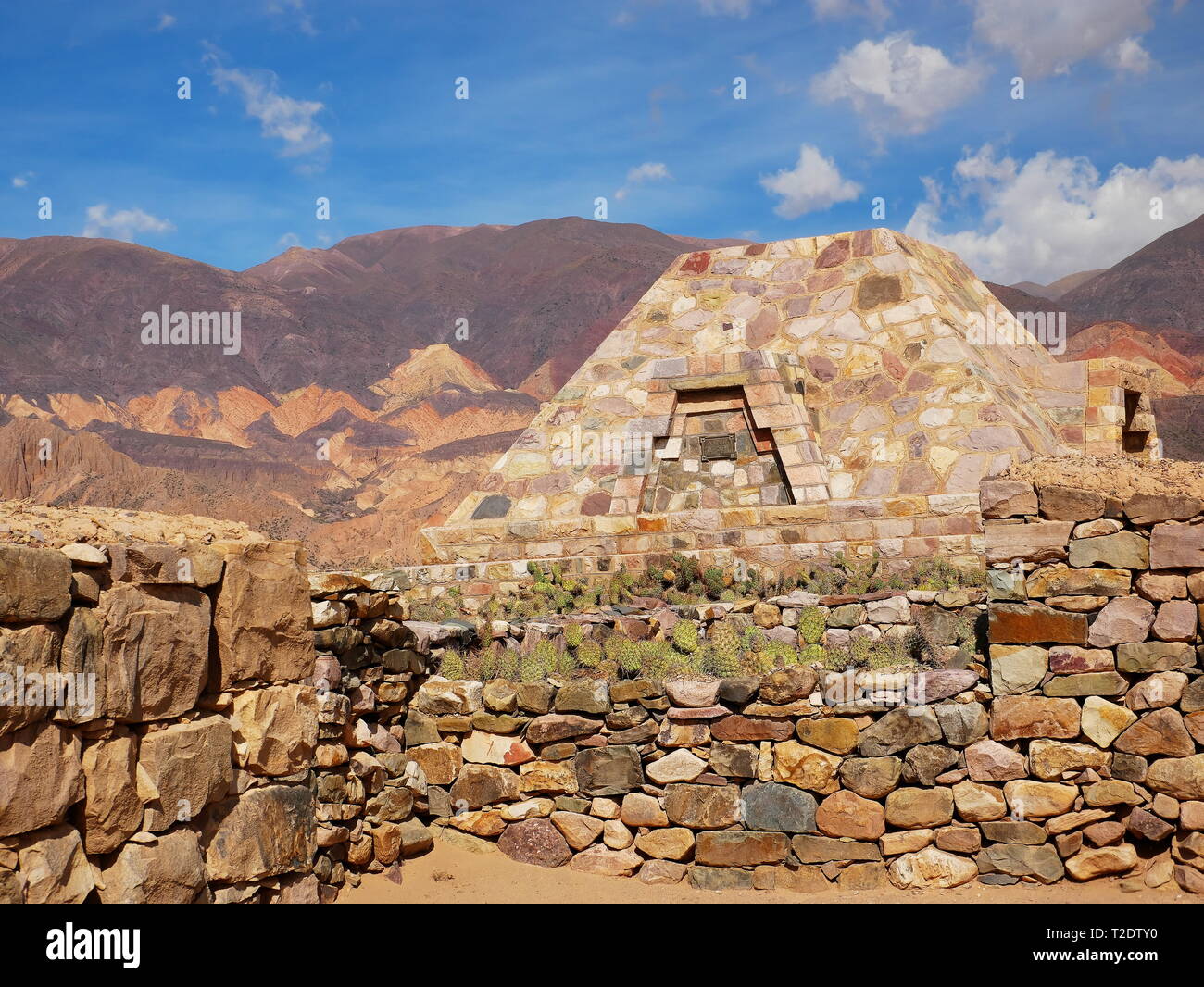 Red rocks and Inca ruins in Tilcara, Quebrada de Humahuaca, Argentina ...