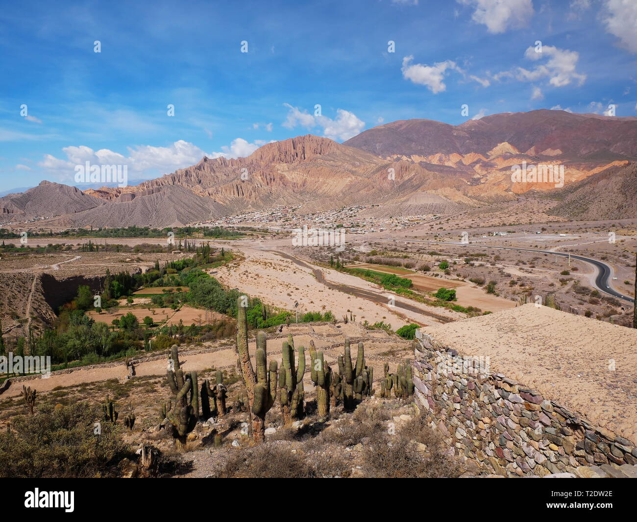 Red rocks and Inca ruins in Tilcara, Quebrada de Humahuaca, Argentina ...