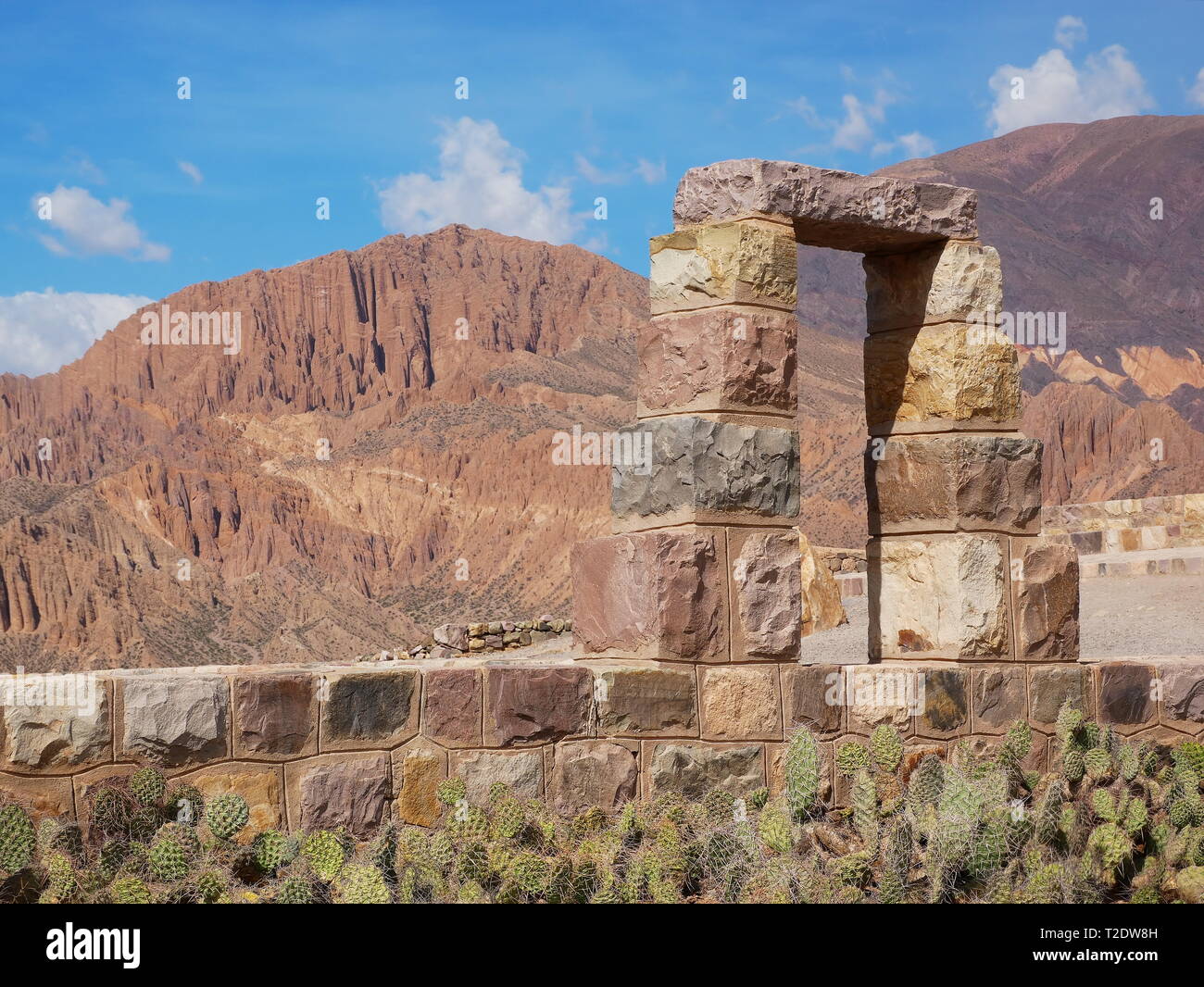 Red rocks and Inca ruins in Tilcara, Quebrada de Humahuaca, Argentina ...
