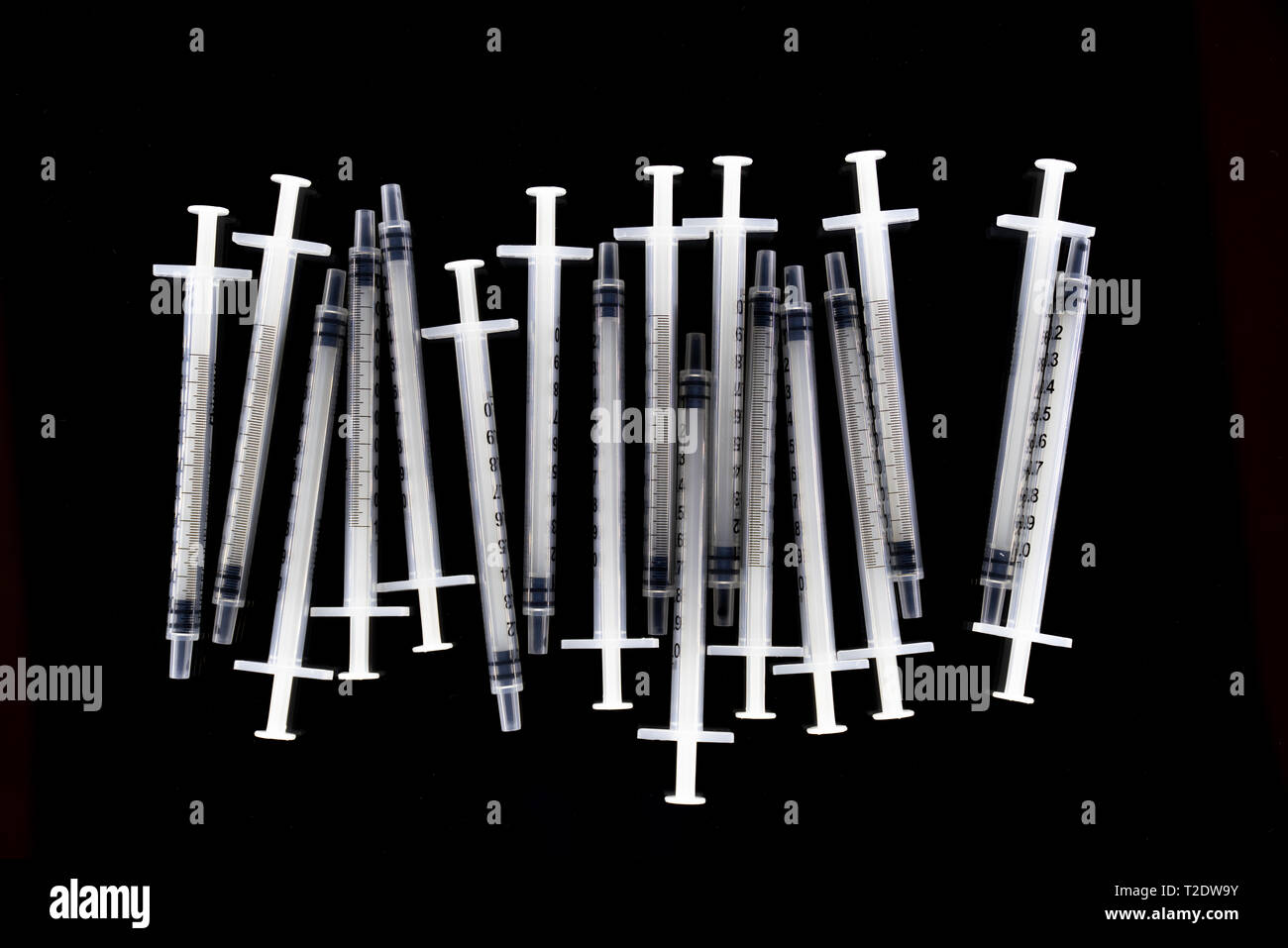 Tuberculin Injection syringes on black background Stock Photo - Alamy