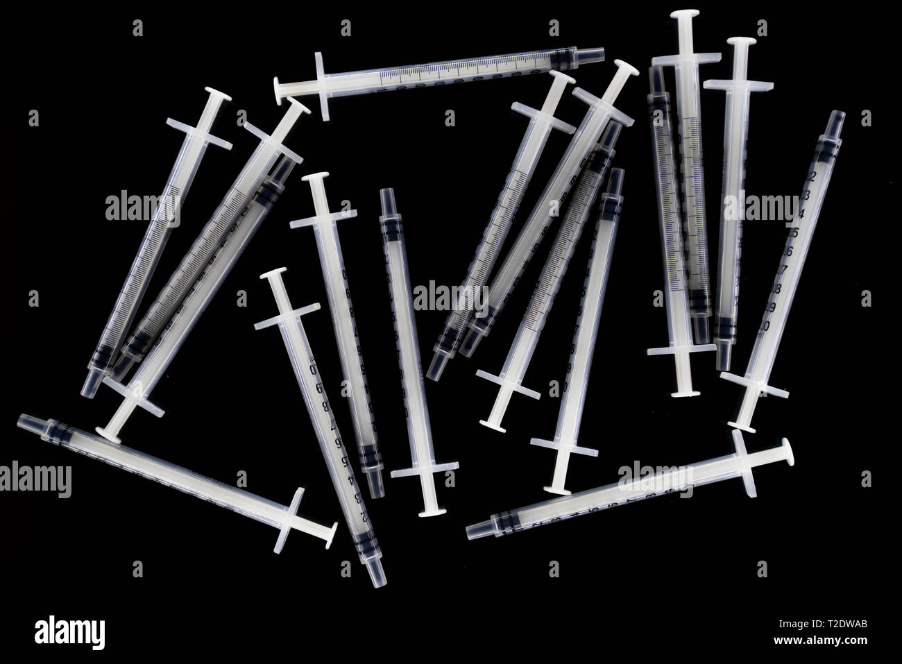 Tuberculin Injection syringes on black background Stock Photo - Alamy