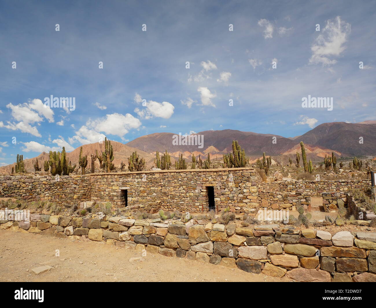 Red rocks and Inca ruins in Tilcara, Quebrada de Humahuaca, Argentina ...
