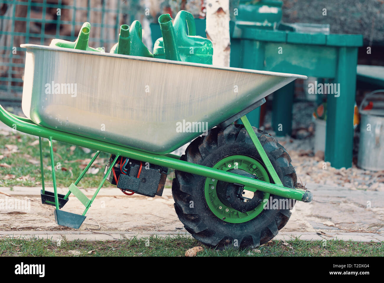 electrify powered motorized garden wheelbarrow with garden watering can ...