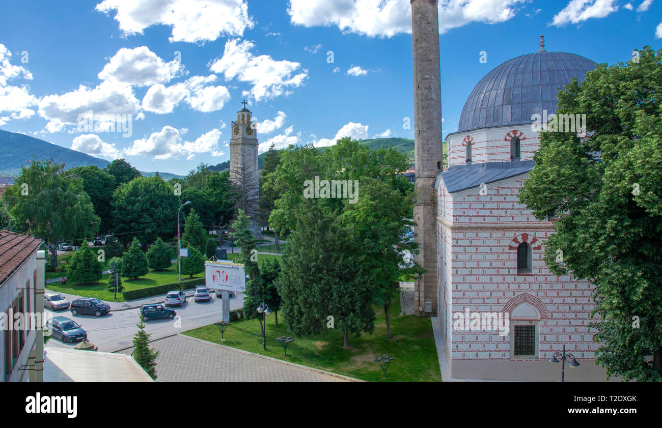 Bitola, Macedonia - Clock Tower and Yeni Mosque Stock Photo - Alamy