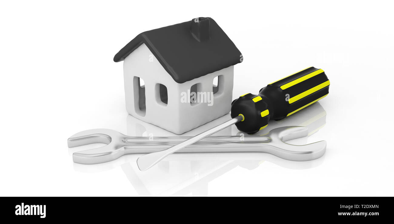 Home improvement, maintenance concept. House model with black color ...