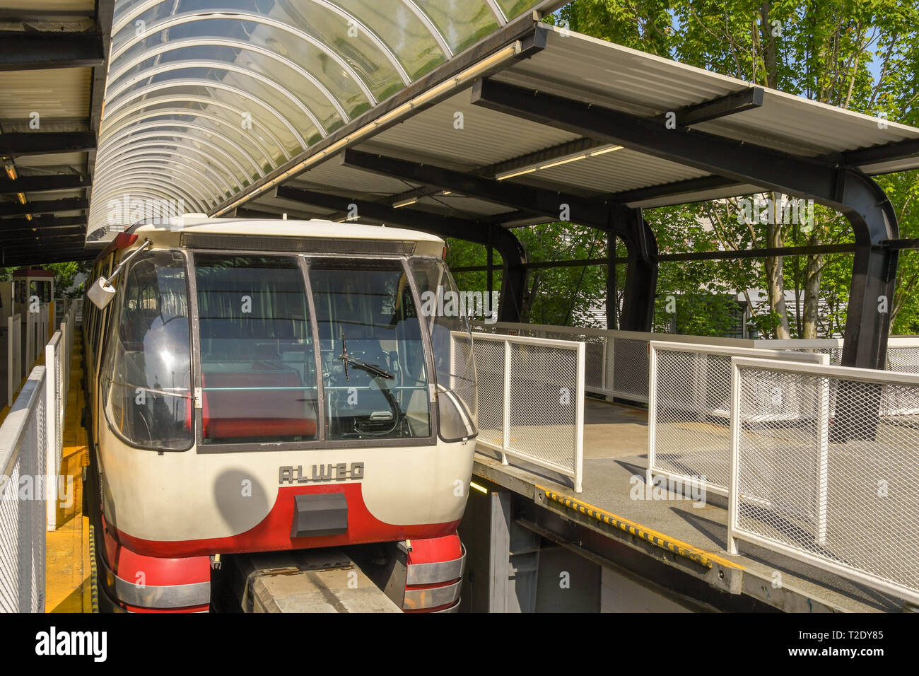 SEATTLE, WASHINGTON STATE, USA - JUNE 2018: Monorail train standing at ...