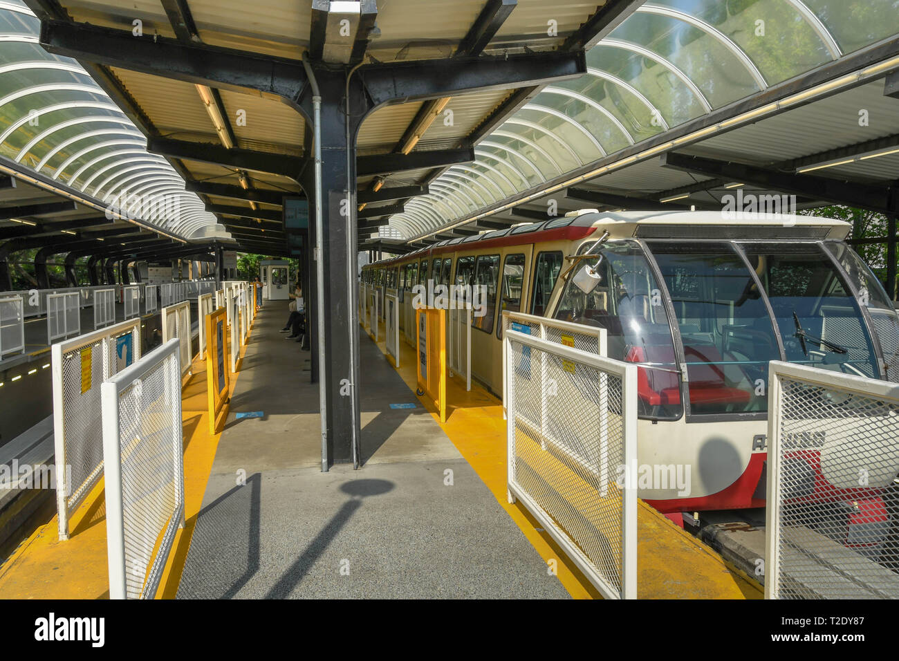 SEATTLE, WASHINGTON STATE, USA - JUNE 2018: Monorail train standing at ...