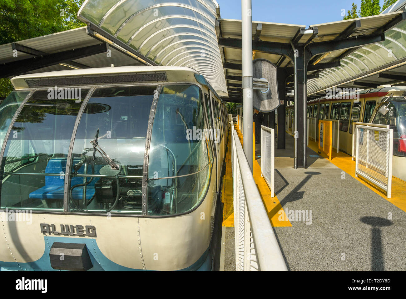 SEATTLE, WASHINGTON STATE, USA - JUNE 2018: Monorail train standing at ...