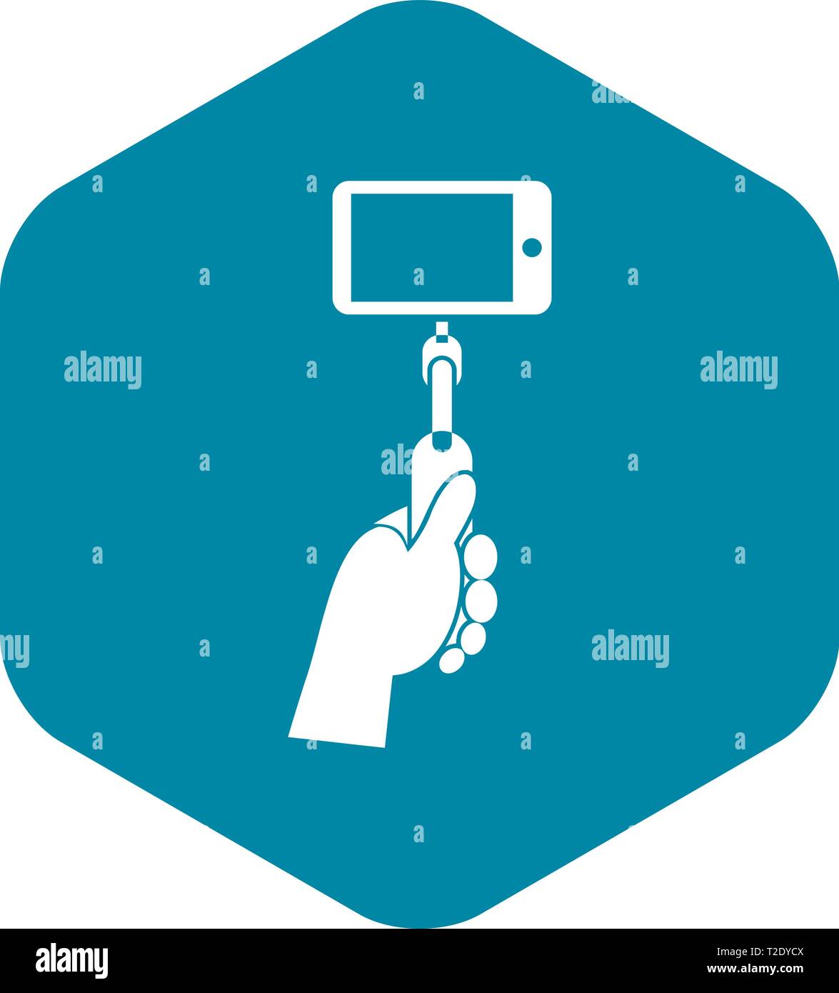 Hand holding a selfie stick with mobile phone icon Stock Vector Image ...