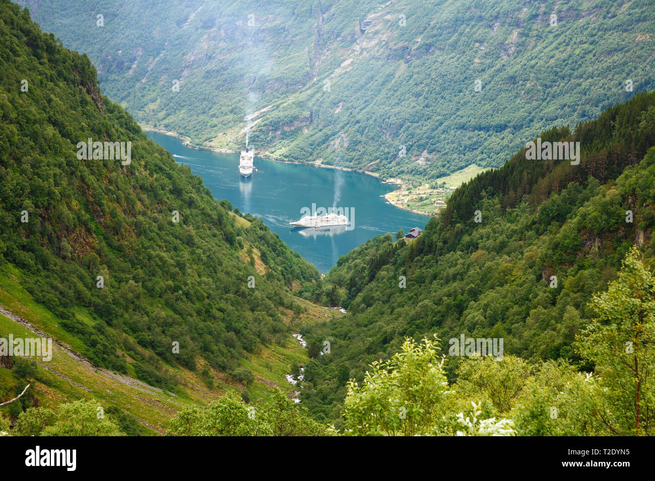 Geiranger, the most beautiful fjord in the world, Norway. UNESCO world ...