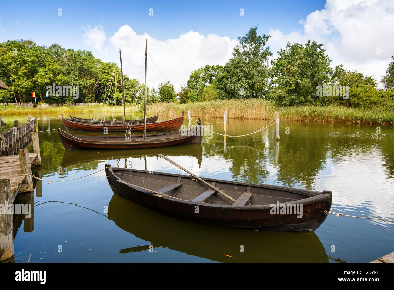 The medieval boats in The Middle Ages Center, the experimental living ...
